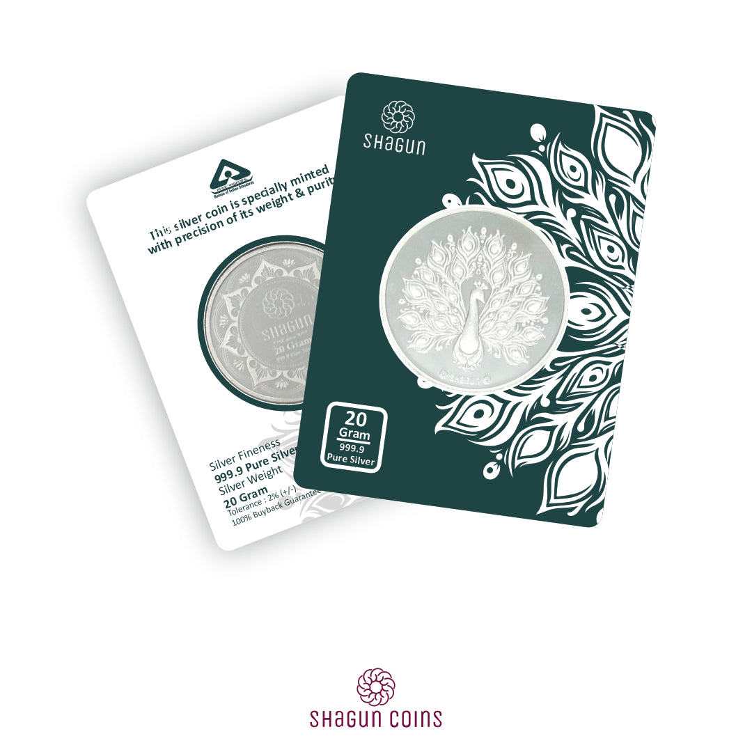 20 Gram Silver Coin - Peacock – Shagun Coins
