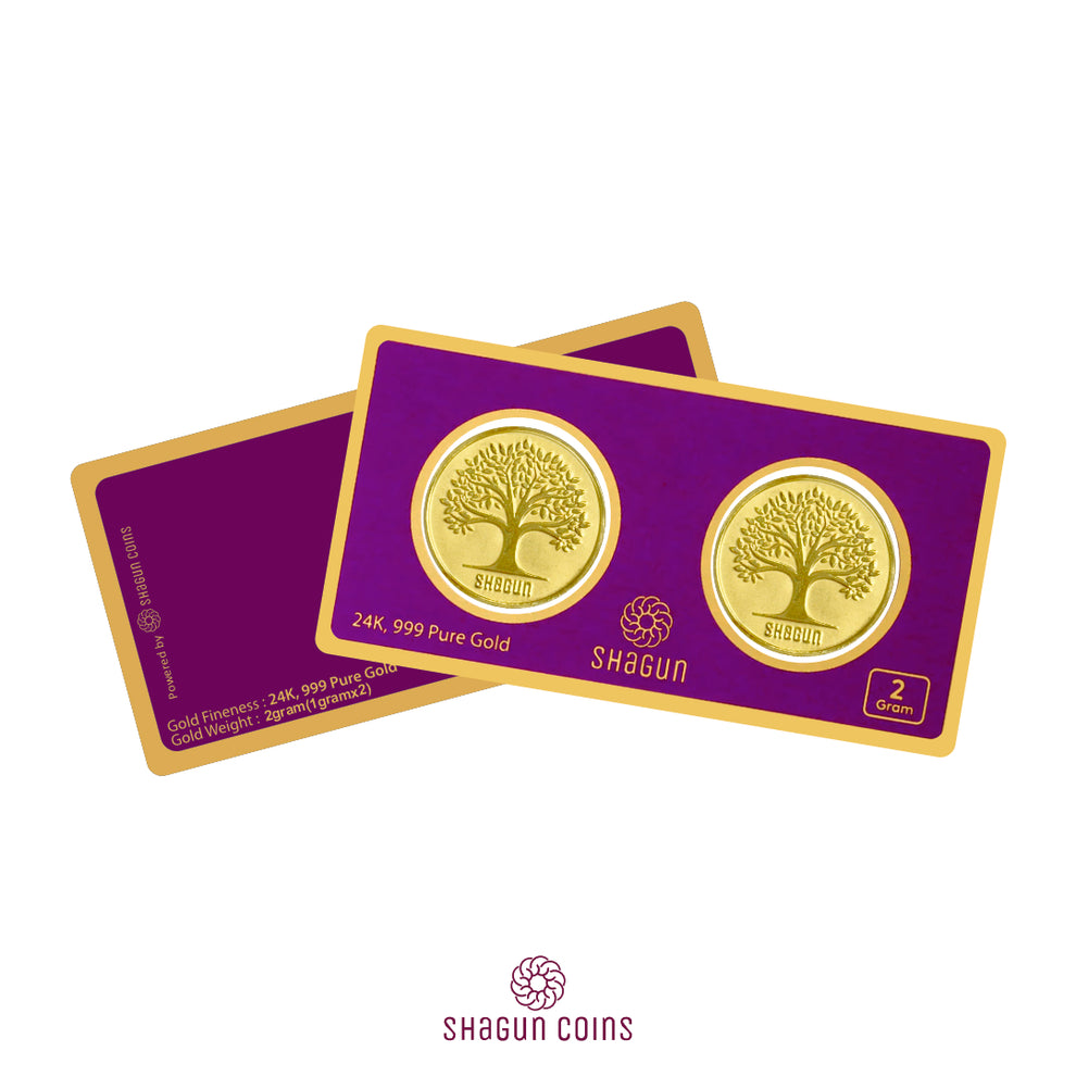2 Gram Gold Coin Set - Tree – Shagun Coins