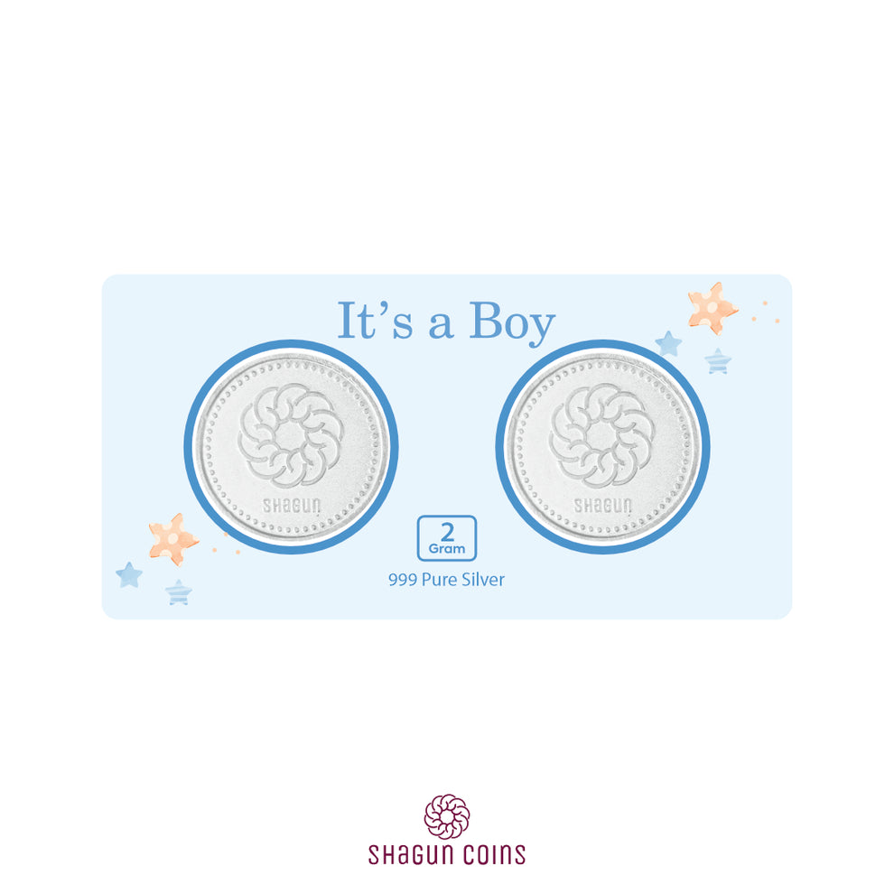 2 Gram Silver Coin Set - It's Boy – Shagun Coins
